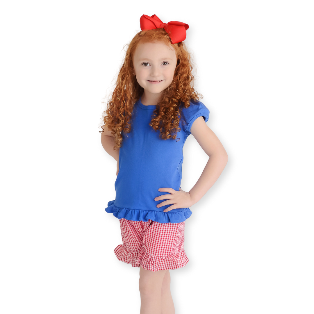 Preorder Girl's Gingham Ruffle Shorts